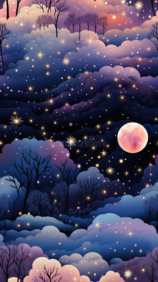 Seamless Moon Clip Art: Aesthetic Pattern for Design AI Generated Stock ...