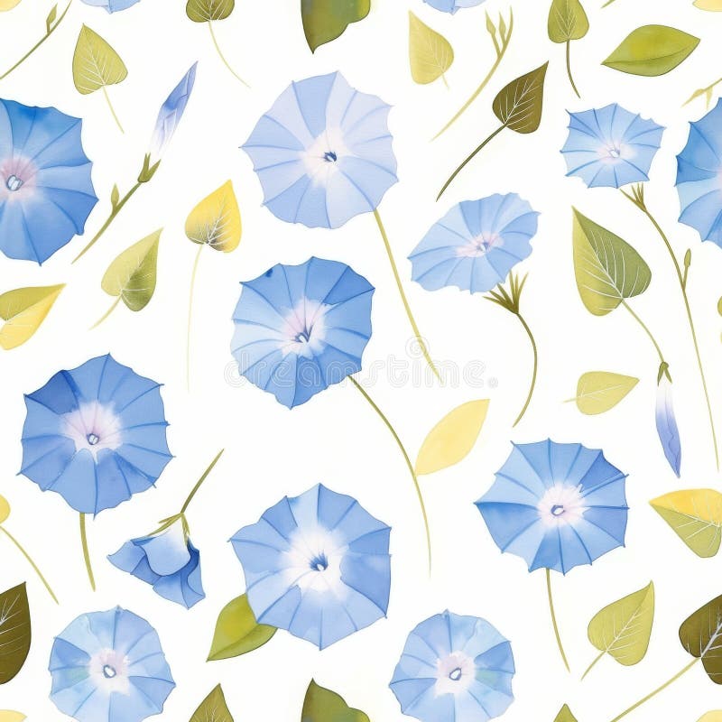 Seamless Morning Glory Flower Pattern for Design and Textile Stock ...