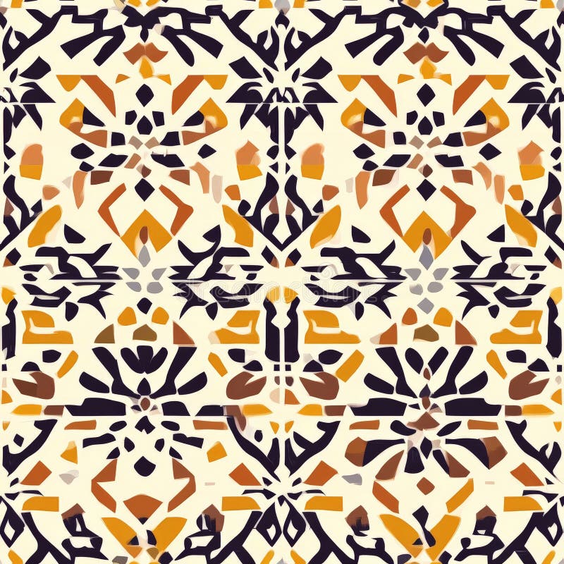 A Seamless Moroccan Pattern with Intricate Interlocking Stars and ...