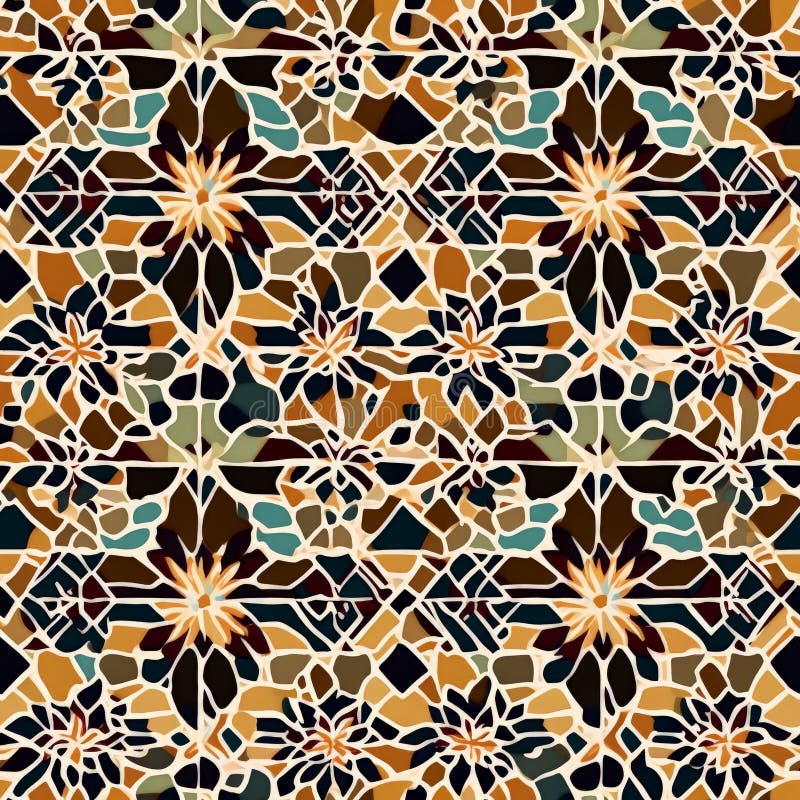 A Seamless Moroccan Pattern with Intricate Interlocking Stars and ...