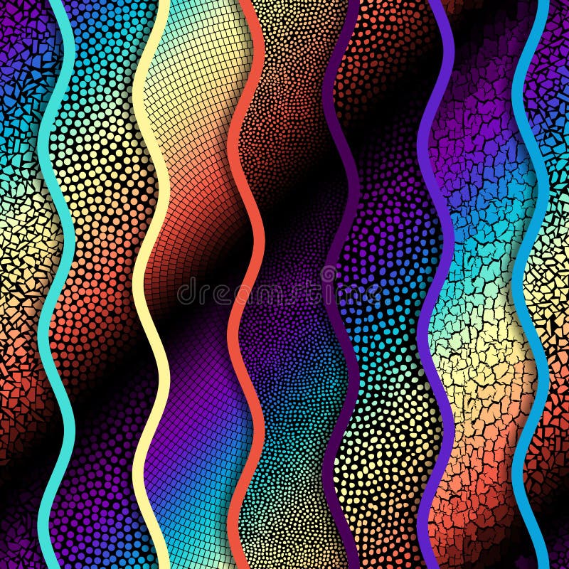 Wavy Mosaic Art Collage. Abstract Art Background.. Vector Image Stock ...