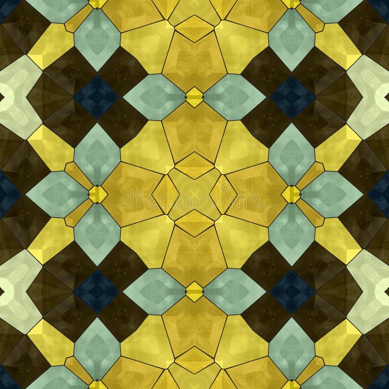 Seamless Mosaic Yellow Blue Brown Floral Decorative Render Stock ...