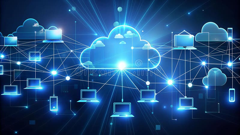 Seamless Motion Design Data Flowing Through A Network Of Connected Devices Generative Ai Stock