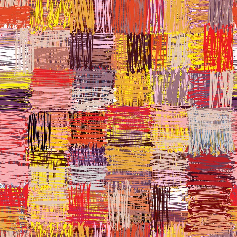 Seamless Motley Pattern with Grunge Striped Crossed Square Elements ...