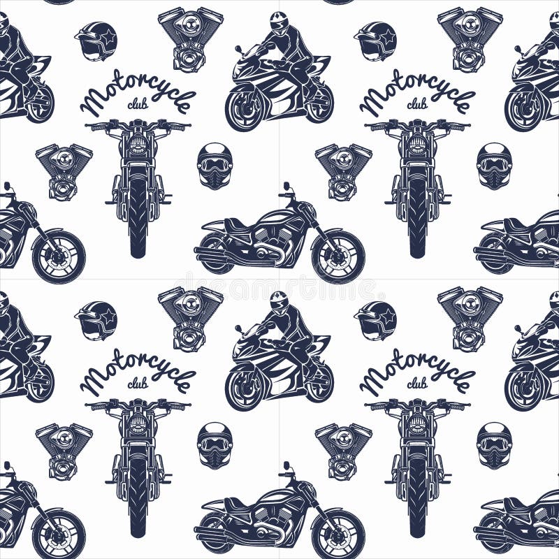 Seamless Motorcycle Pattern Stock Vector - Illustration of graphic ...