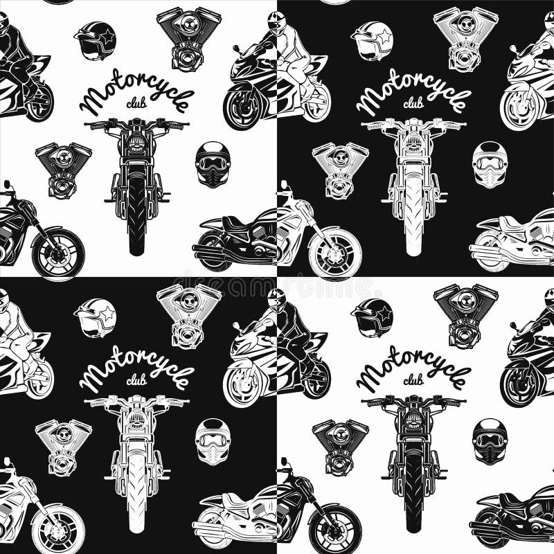 Seamless Motorcycle Pattern Stock Vector - Illustration of graphic ...
