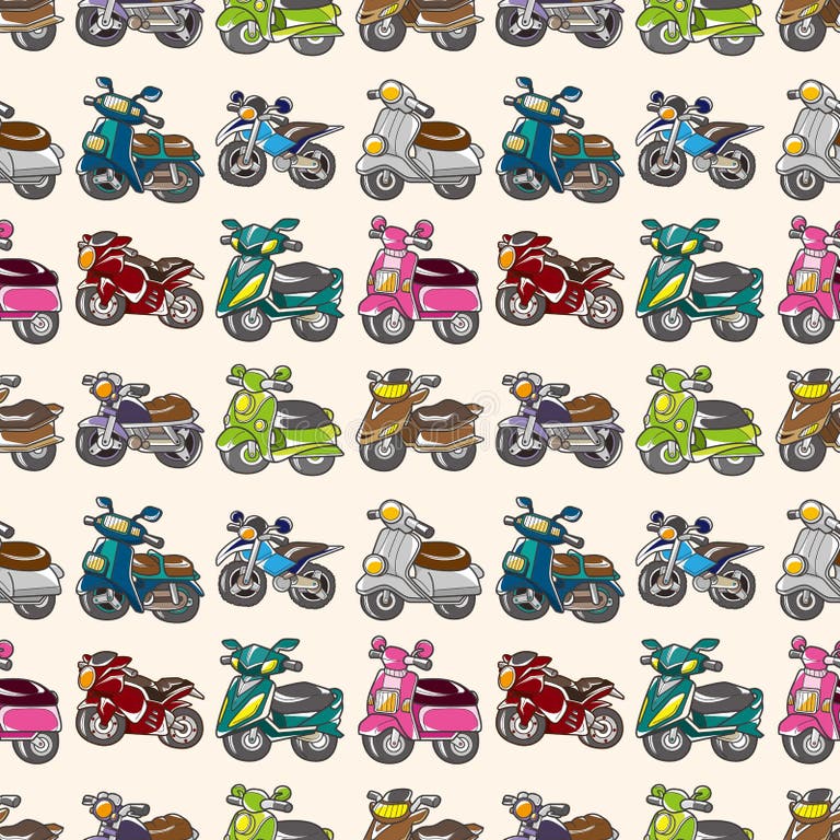 Seamless Motorcycles Pattern Stock Vector - Illustration of autocycle ...