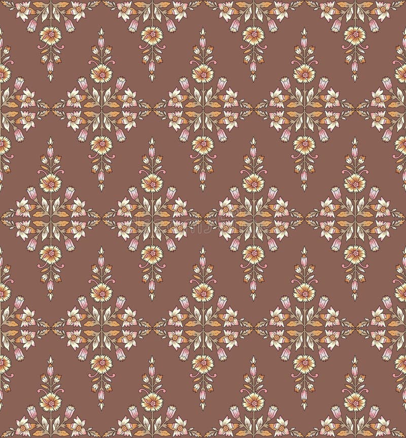 Seamless Mughal Flower Pattern Stock Illustration - Illustration of ...