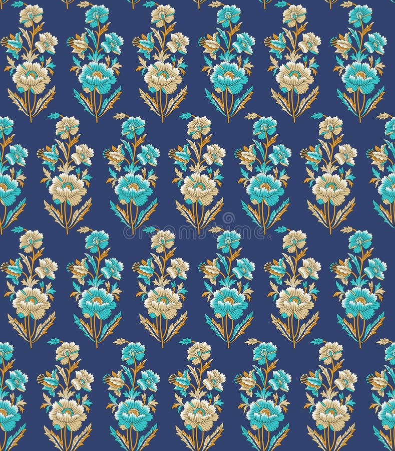 Mughal Floral Print Blue Stock Illustrations – 282 Mughal Floral Print ...