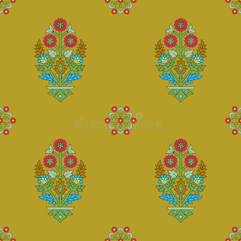 Seamless Mughal Motif Bunch Pattern Background Stock Illustration ...