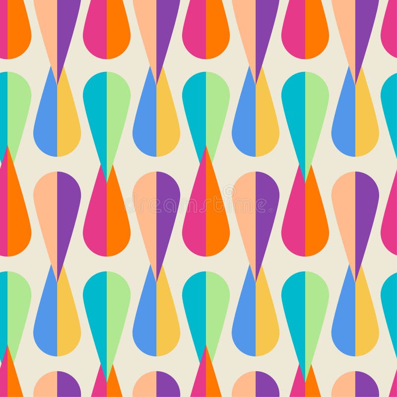 Seamless Multi Vibrant Colors Retro Rain Drop Overlapping Pattern in ...