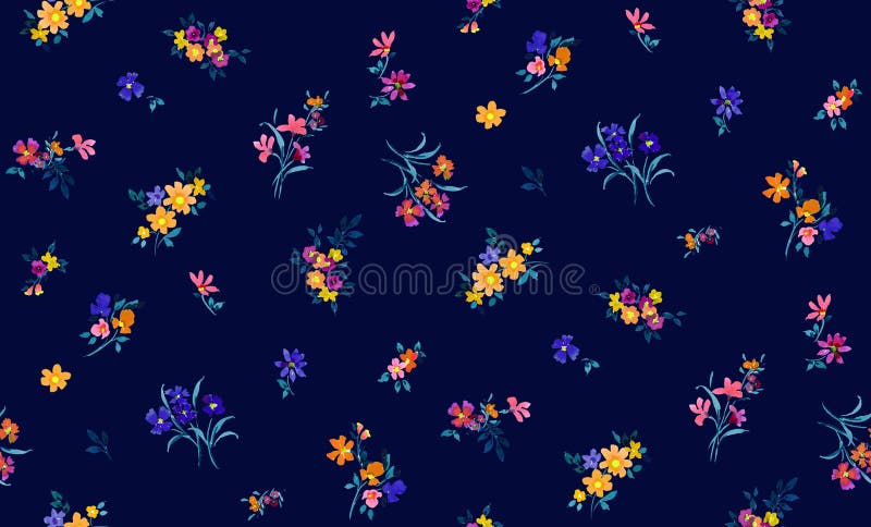 Seamless Multicolor Mini Floral Pattern, Romantic Flowers Bouquet ...
