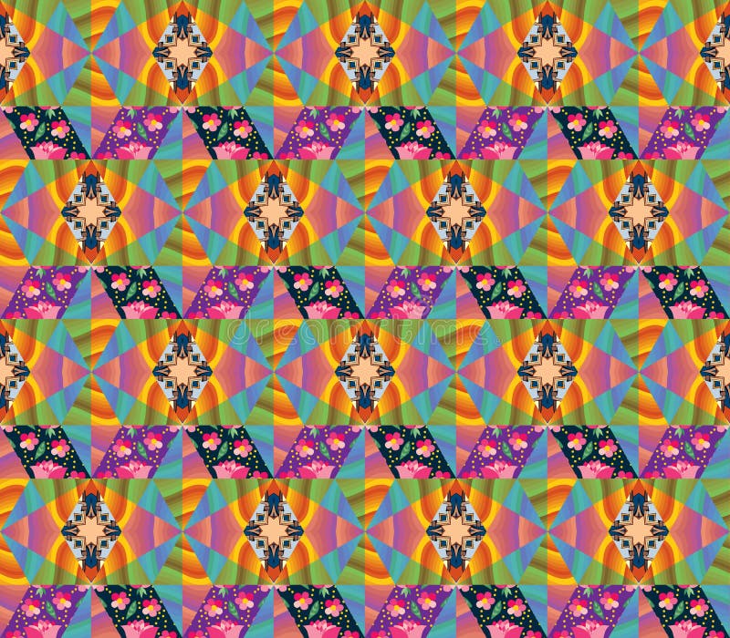 Multicolor Patchwork Pattern. Seamless Vector Illustration of Quilt ...