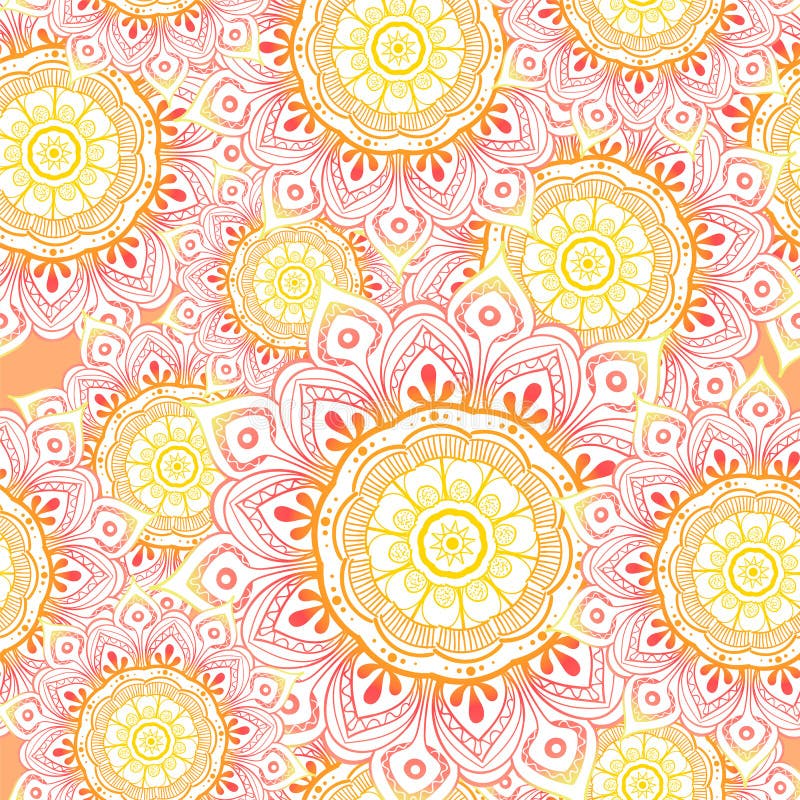 Seamless Multicolor Pattern with Oriental Mandalas. Hippie Mandala ...