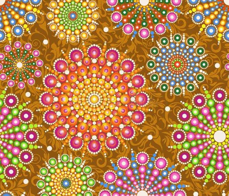 Seamless Multicolor Pattern with Oriental Mandalas. Hippie Mandala ...