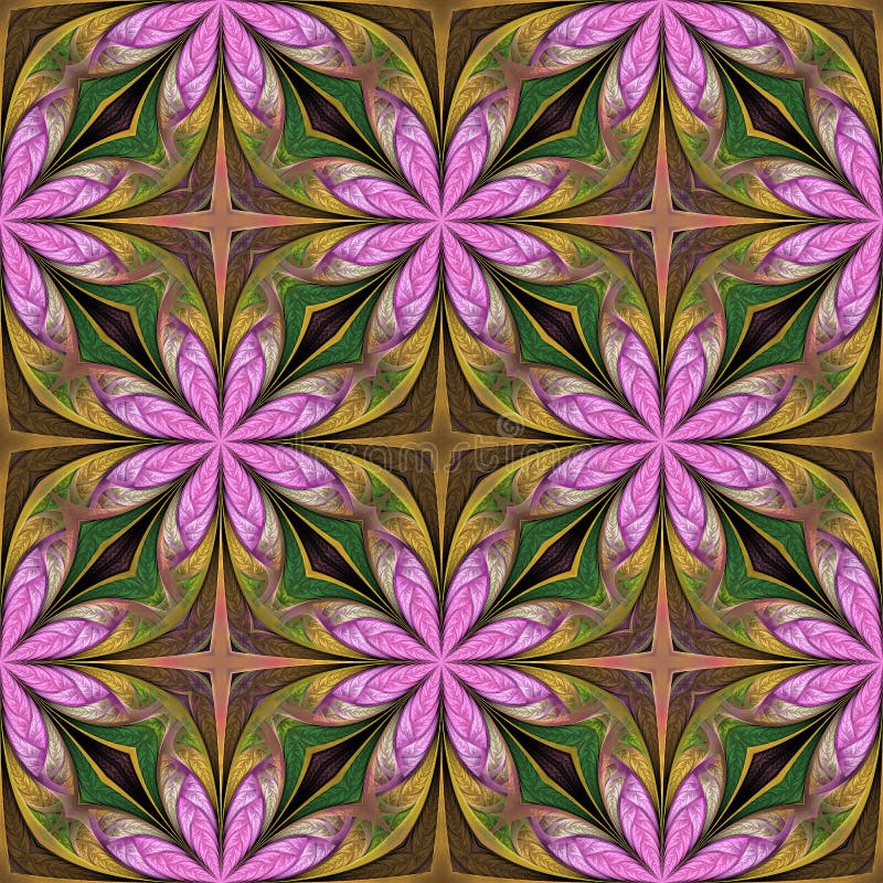 Seamless Multicolored Flower Pattern. You Can Use it for Stained-glass ...