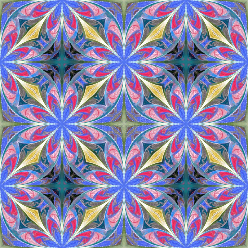Seamless Multicolored Flower Pattern. You Can Use it for Stained-glass ...