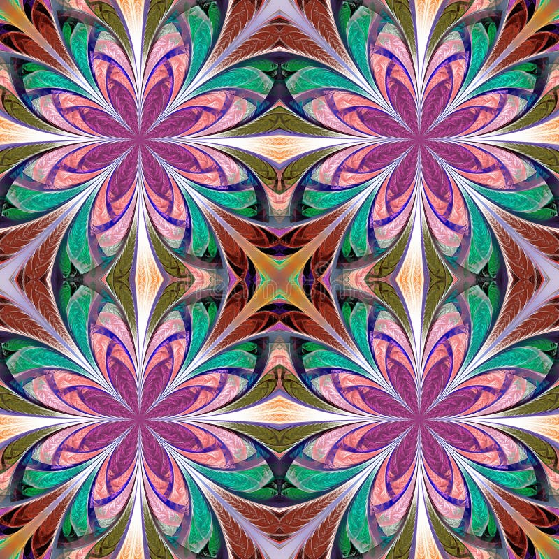 Seamless Multicolored Flower Pattern. You Can Use it for Stained-glass ...
