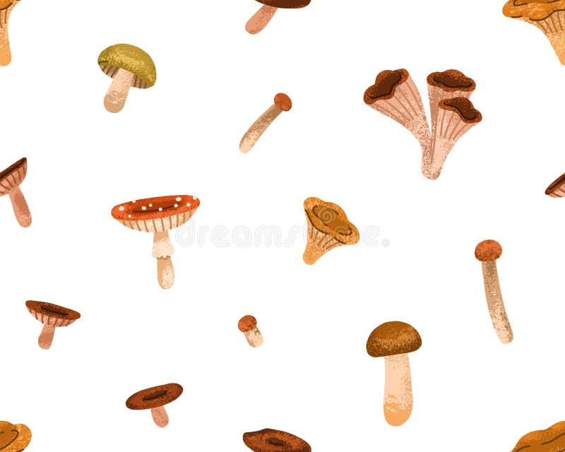 Seamless Mushroom Pattern. Autumn Fungi, Endless Background, Texture ...