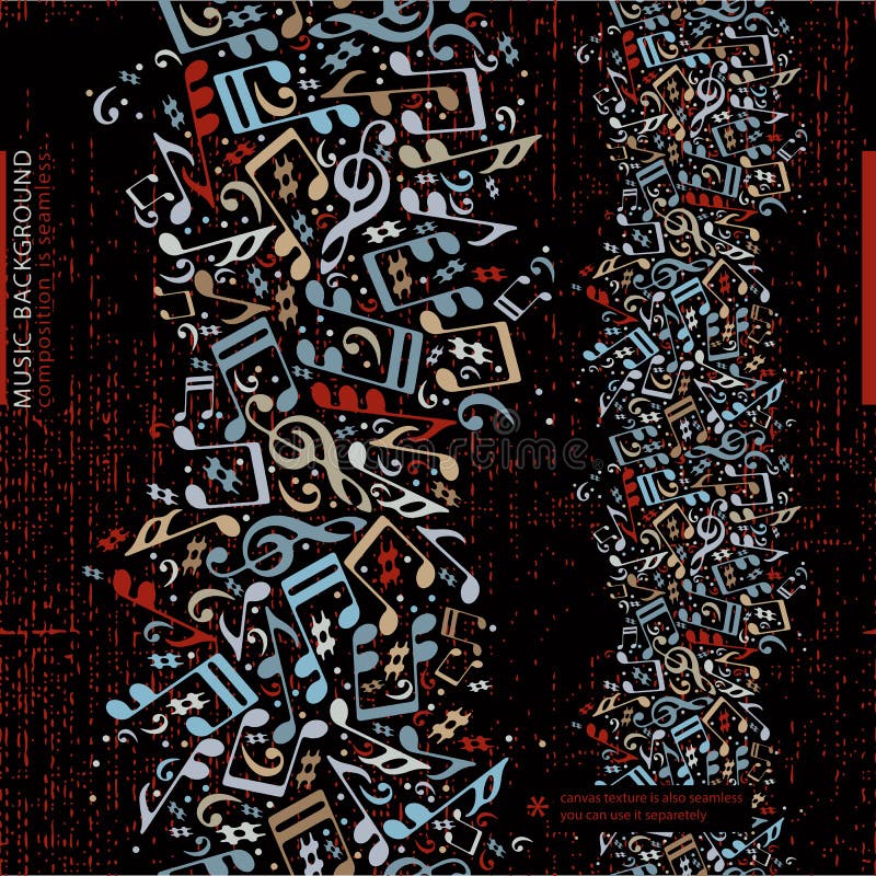 Seamless Music Background with Musical Notes and Grunge Texture. Stock ...