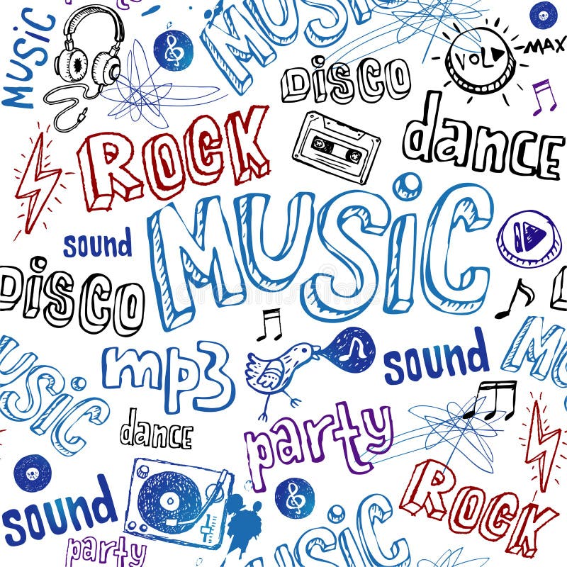 Music Seamless Pattern Notebook Doodles Vector Ill Stock Vector ...