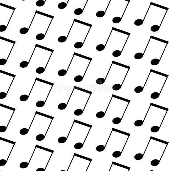 Seamless Music Note Pattern - Black Eighth Notes Vector Background ...