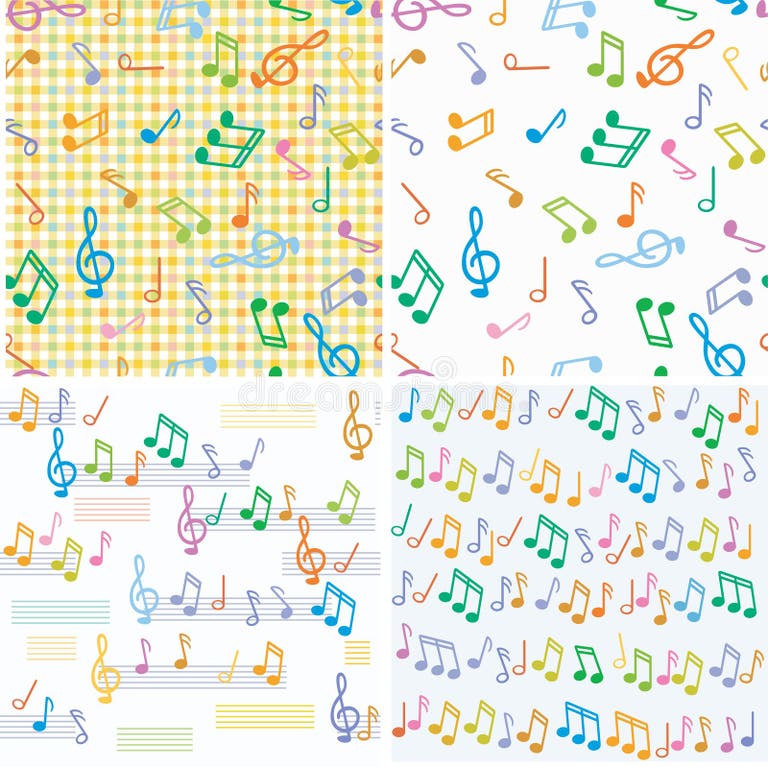 Seamless Music Notes Different Colors Stock Illustrations – 18 Seamless ...