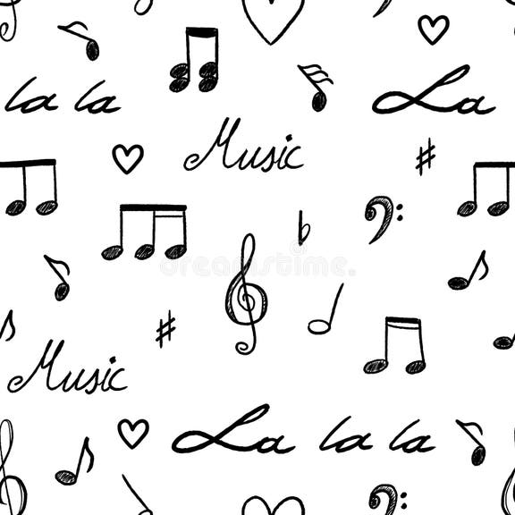 Seamless music texture stock vector. Illustration of handdrawn - 119418434