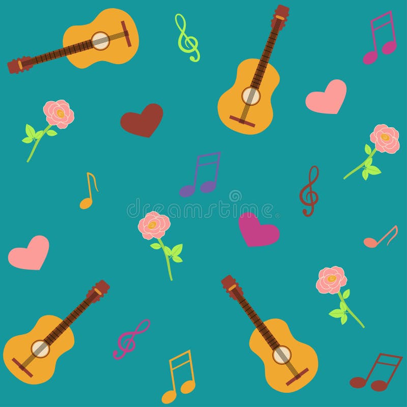 Musical Pattern. Hand-drawn Musical Instruments Icons. Bright Seamless ...