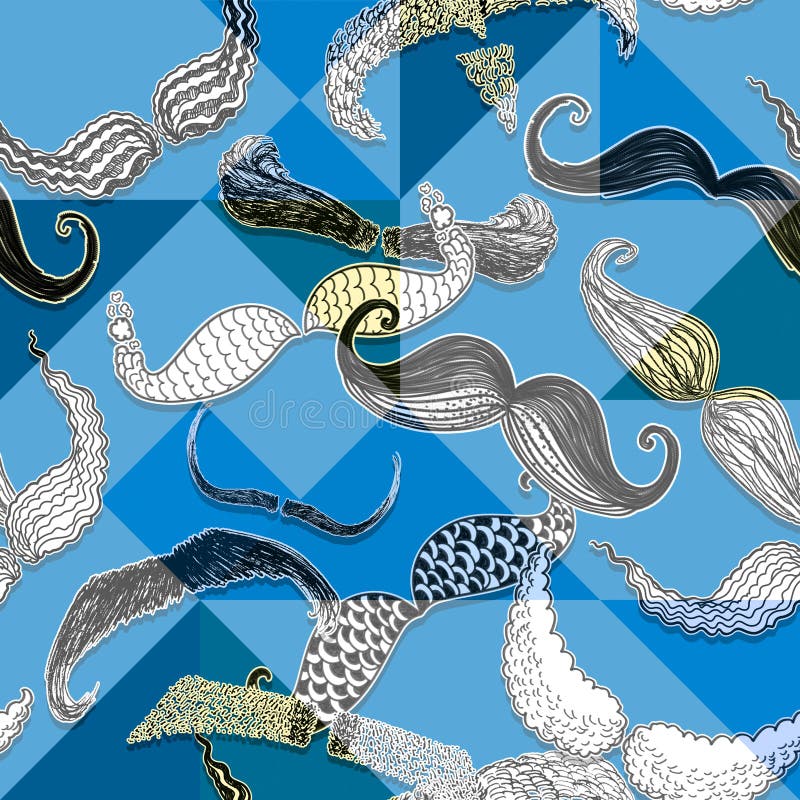 Seamless Mustache Free Style Barber Tools Shop Pattern Illustration ...