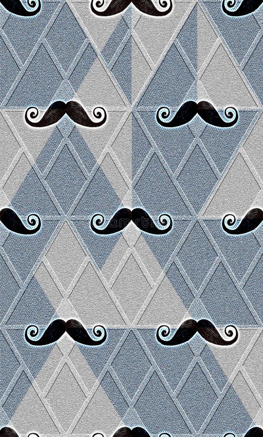 Seamless Mustache Free Style Barber Tools Shop Pattern Design Modern ...