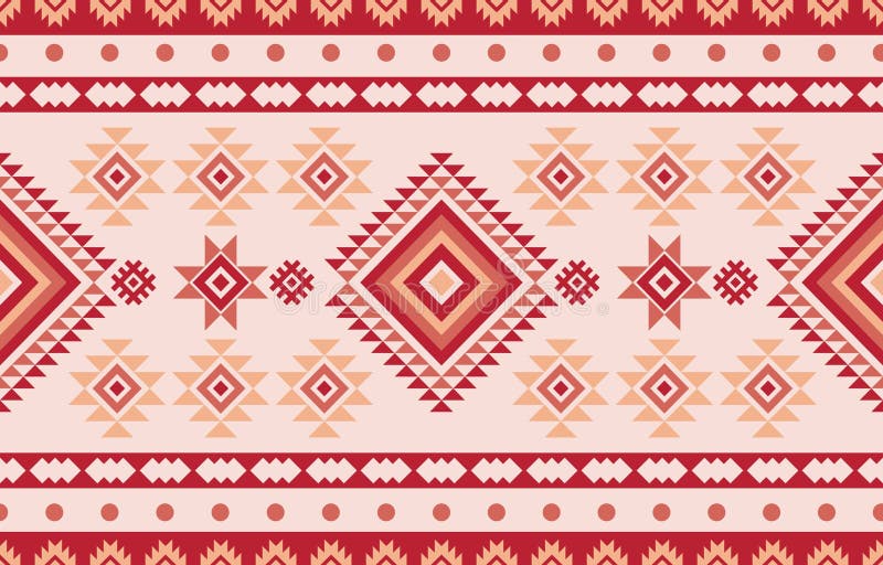 Seamless Native American Inspired Geometric Pattern Design in Red and Peach Tones Stock ...
