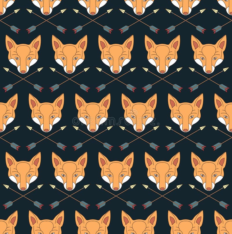 Seamless Native American Pattern with Foxes and Arrows Stock Vector ...