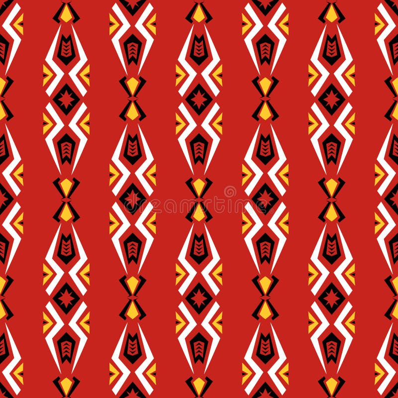 Seamless Native Vector Pattern Ethnic Tribal Texture on Red Back Stock ...