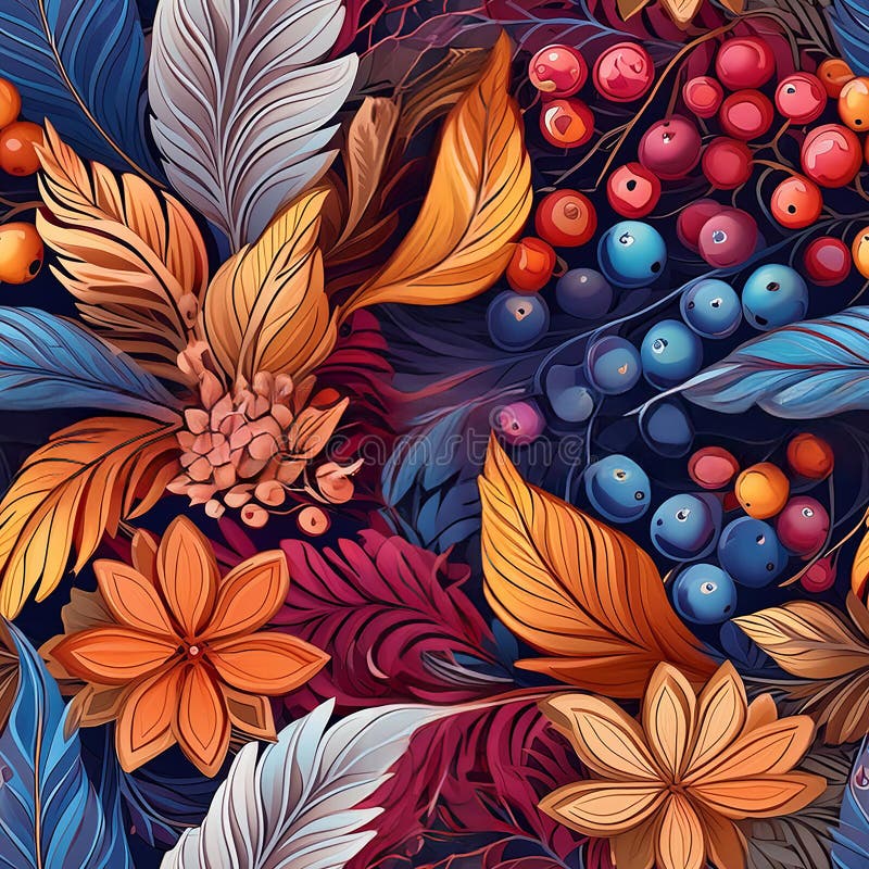 Seamless Natural Floral Pattern Stock Illustration - Illustration of ...