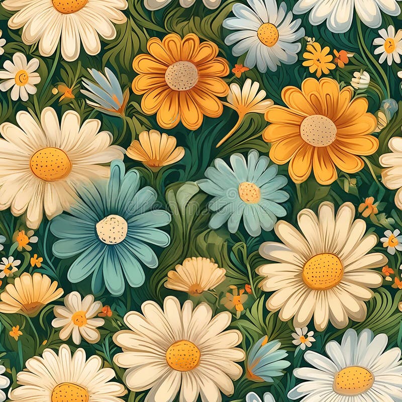 Seamless Natural Floral Pattern Stock Illustration - Illustration of ...