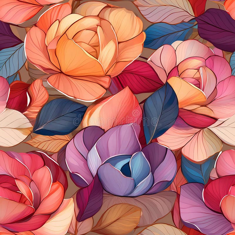 Seamless Natural Floral Pattern Stock Illustration - Illustration of ...