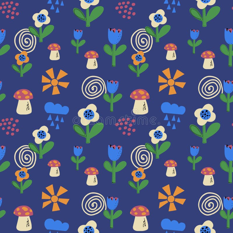Seamless Natural Pattern of Flowers in a Simple Shape. Abstract Natural ...