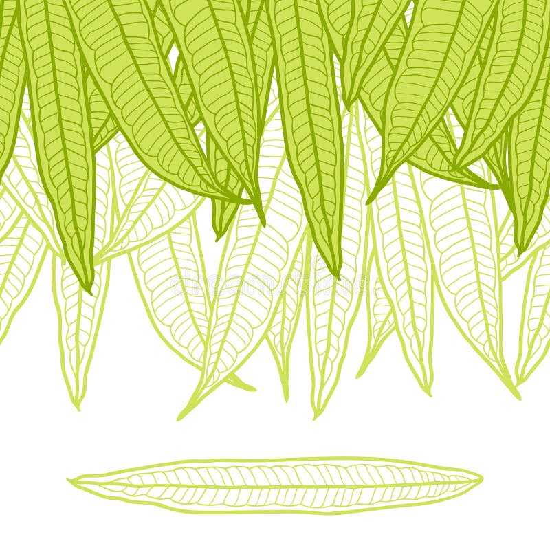 Seamless Natural Pattern with Long Leaves Stock Vector - Illustration ...