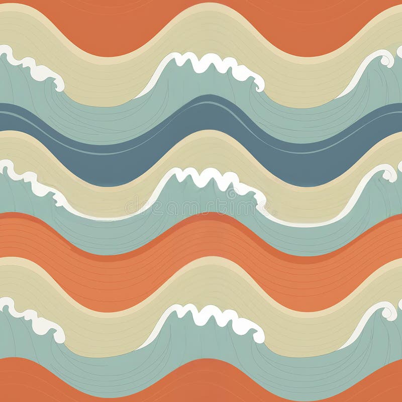 Seamless Natural Pattern with Sea Waves Stock Illustration ...
