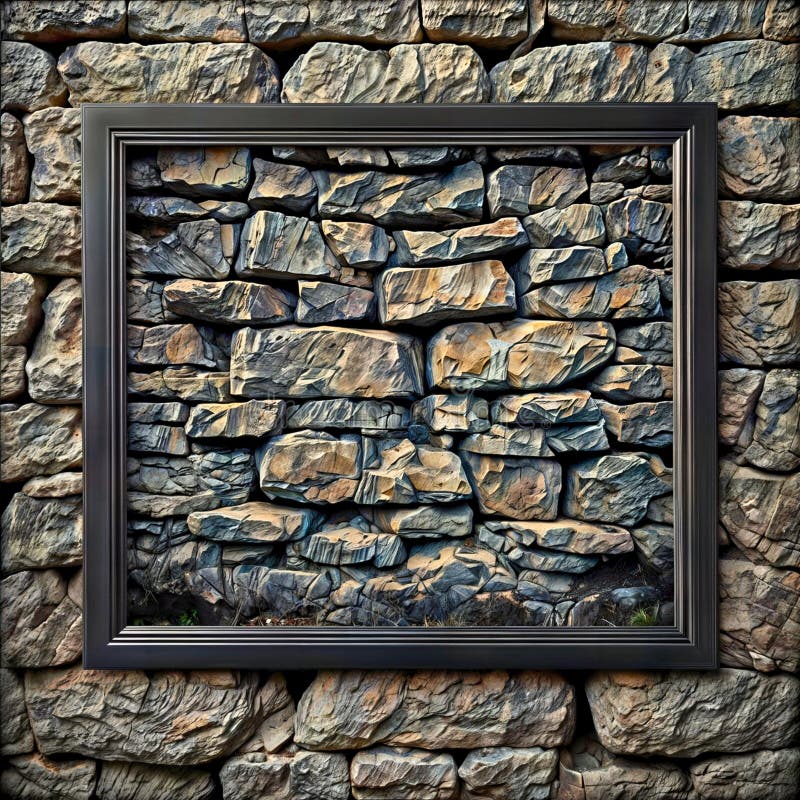 Seamless Natural Stone Wall – 3D Framed Perspective Stock Illustration ...