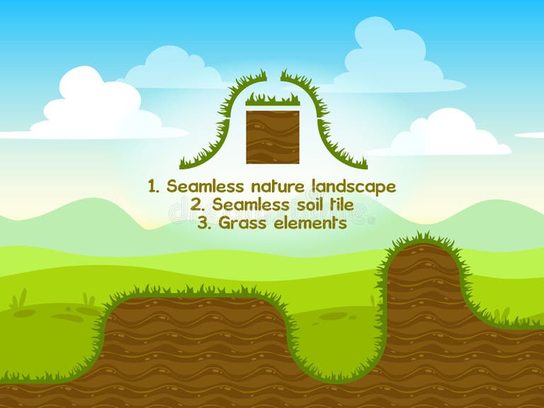 Seamless Nature Landscape with Soil Tile Stock Illustration ...