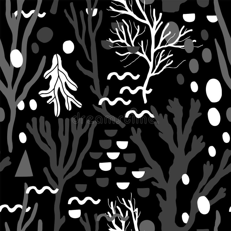 Seamless Nature Pattern, Hand Drawn Style. Background Abstract Texture ...