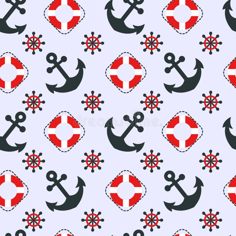 Seamless Nautical Pattern with Anchors Stock Vector - Illustration of ...