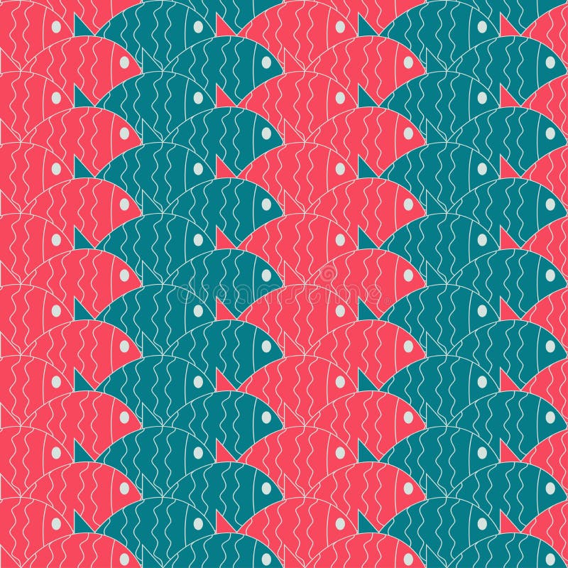 Seamless Nautical Pattern with Fish. Stock Vector - Illustration of ...