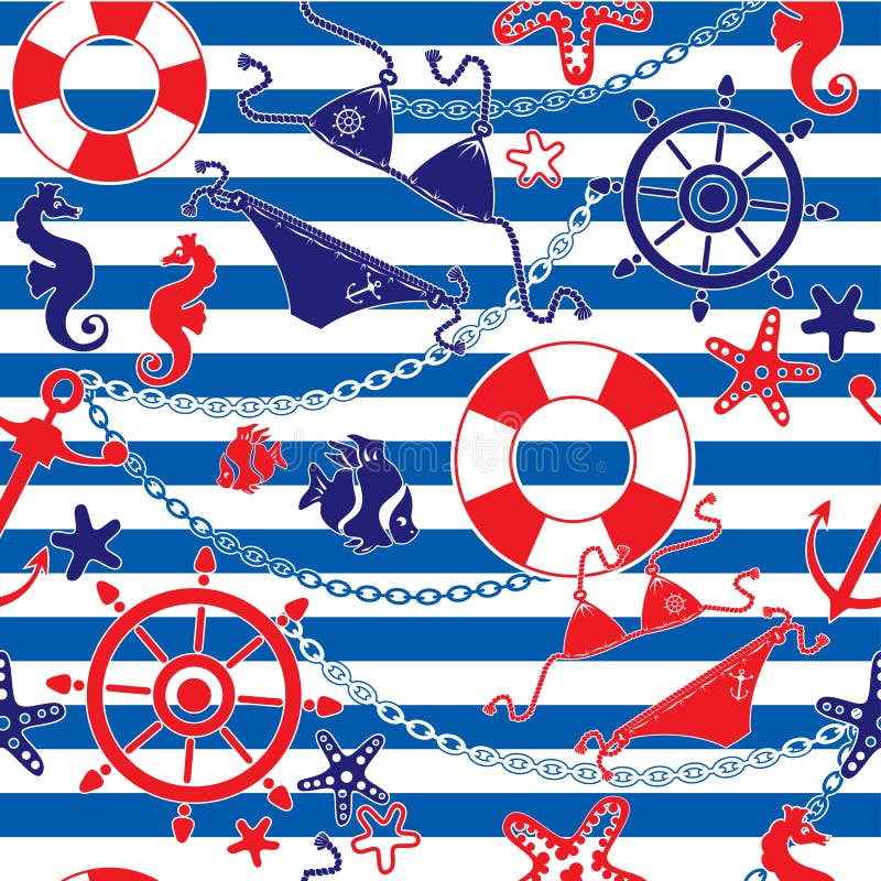 Nautical Pattern with Small Red Corals Stock Vector - Illustration of ...