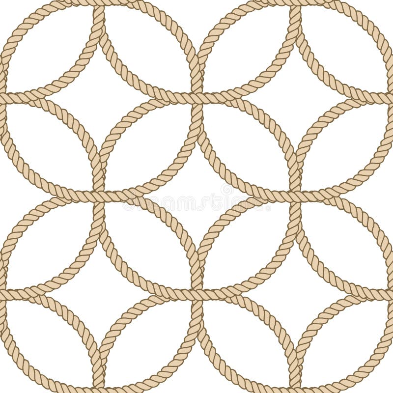 Seamless Nautical Rope Pattern, Beige on White Stock Vector ...