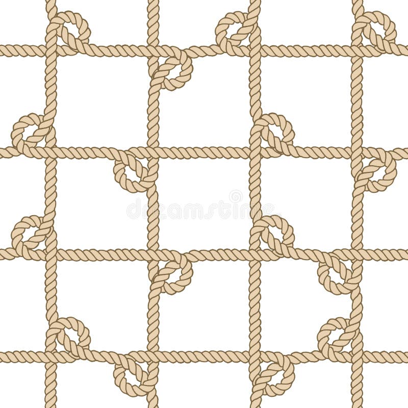 Seamless Nautical Rope Pattern, Beige on White Stock Vector ...