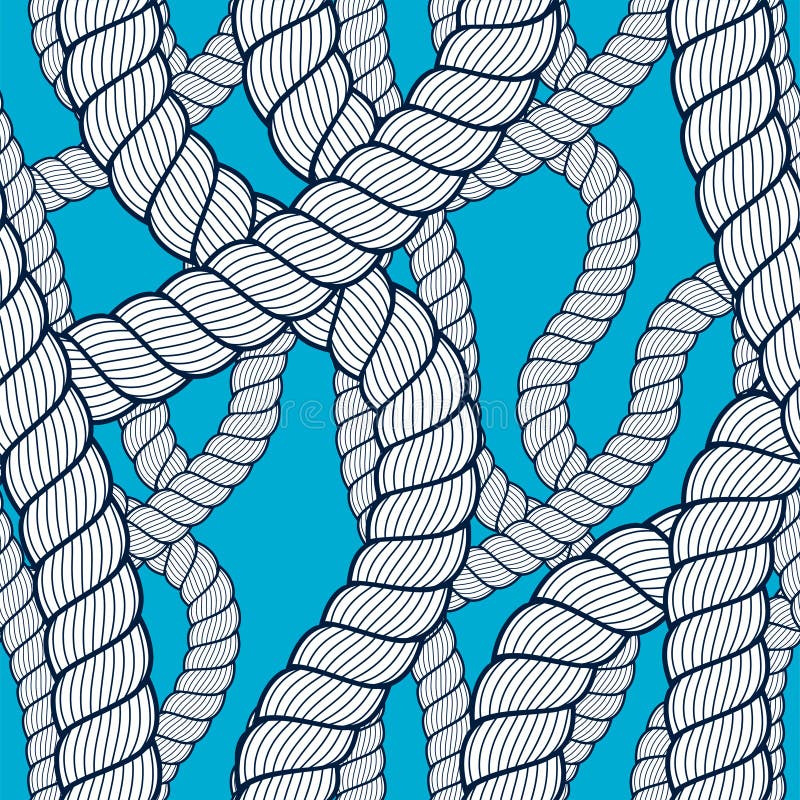 Seamless Nautical Rope Pattern Vector. Endless Navy Illustration with ...