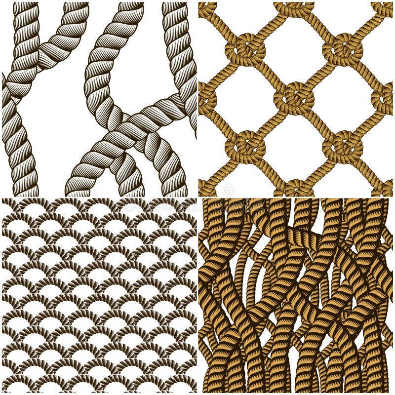 Seamless Nautical Rope Pattern Vector. Endless Navy Illustration with ...